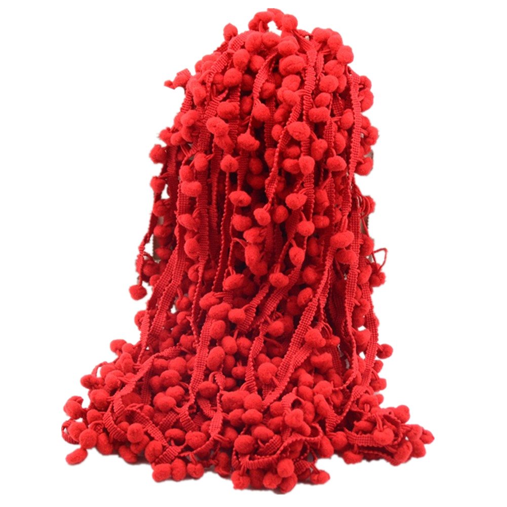 60ft Pom Poms Fringe Ball Trim Sewing Ribbon Embroidered Lace Tassel ...