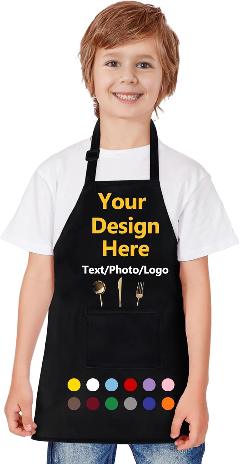 Amazon.com: Livole Custom Apron with Pockets Personalized Aprons for Women&Men Customize Kitchen ...