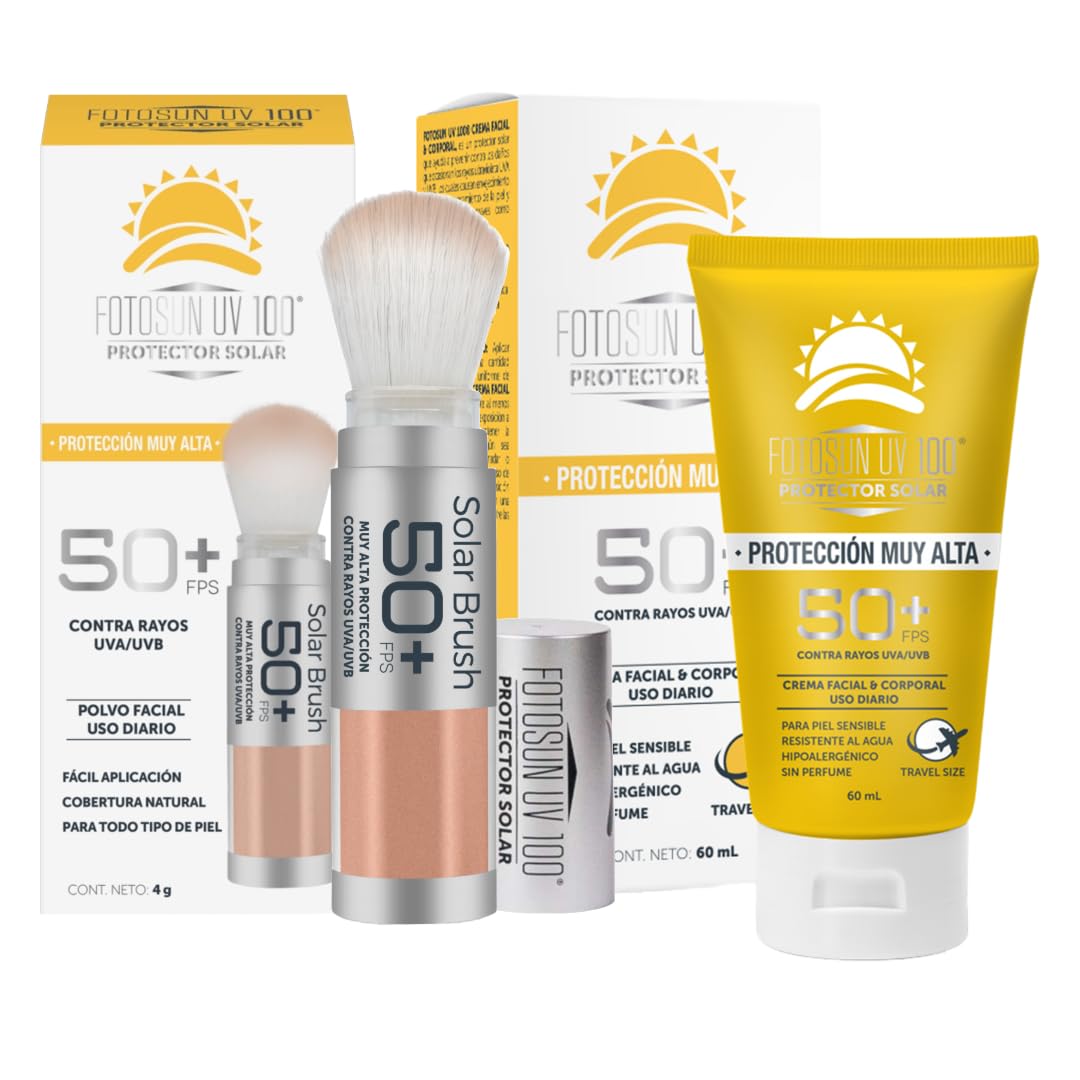 Fotosun UV 100 Protector Solar Facial en Polvo con Brocha + Bloqueador ...