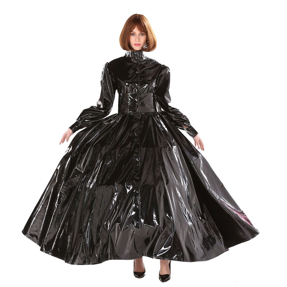 Buy GOceBaby Women Gothic Punk Cool Black PVC Ball Gown Dress Uniform ...