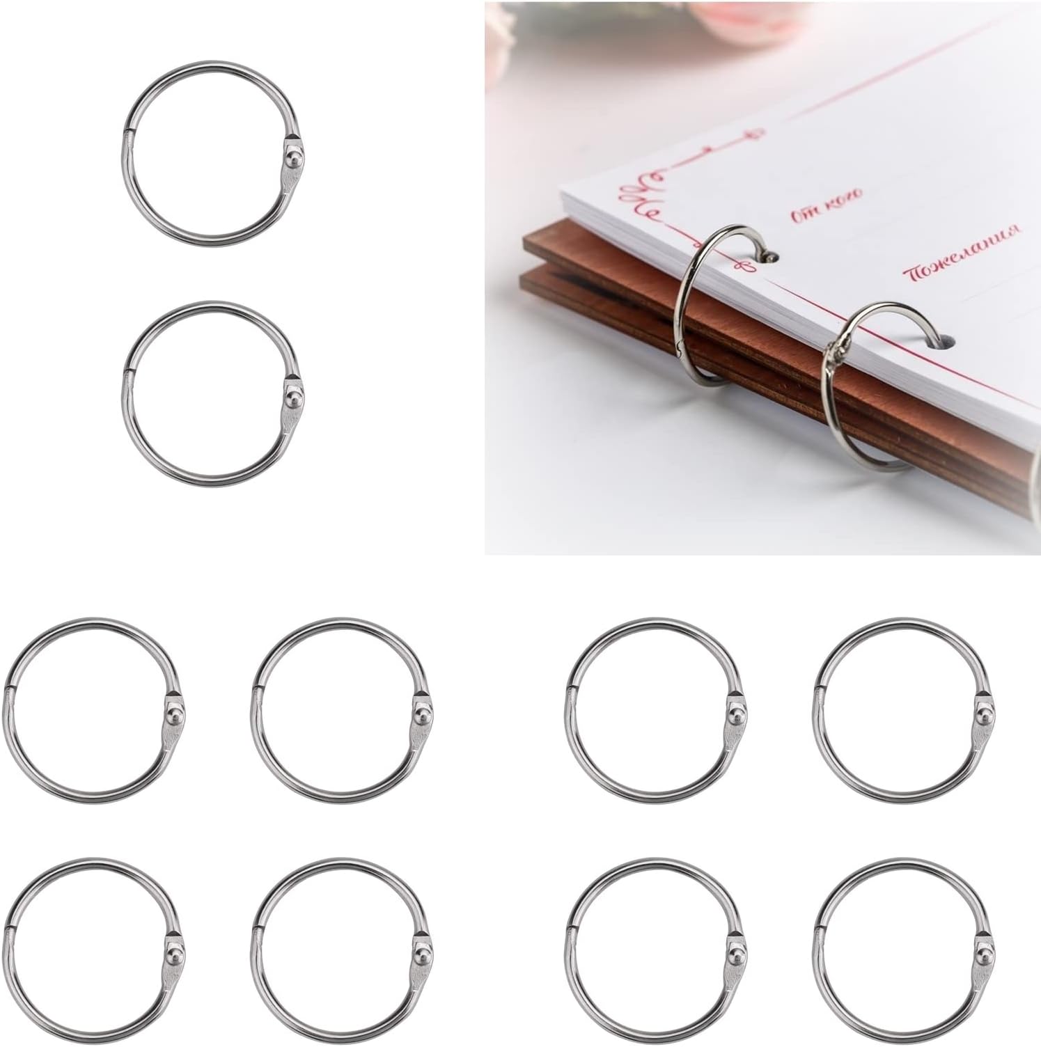 Card Rings, 10Pcs 30mm/1.2 inch Loose Leaf Binder Rings Small Ring ...