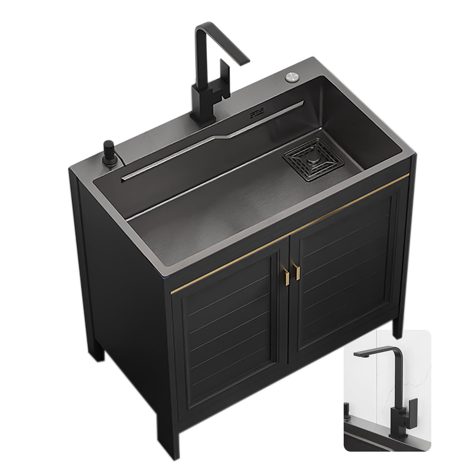 Utility Sink Freestanding Single Bowl Commercial Stainless Steel Sink w ...