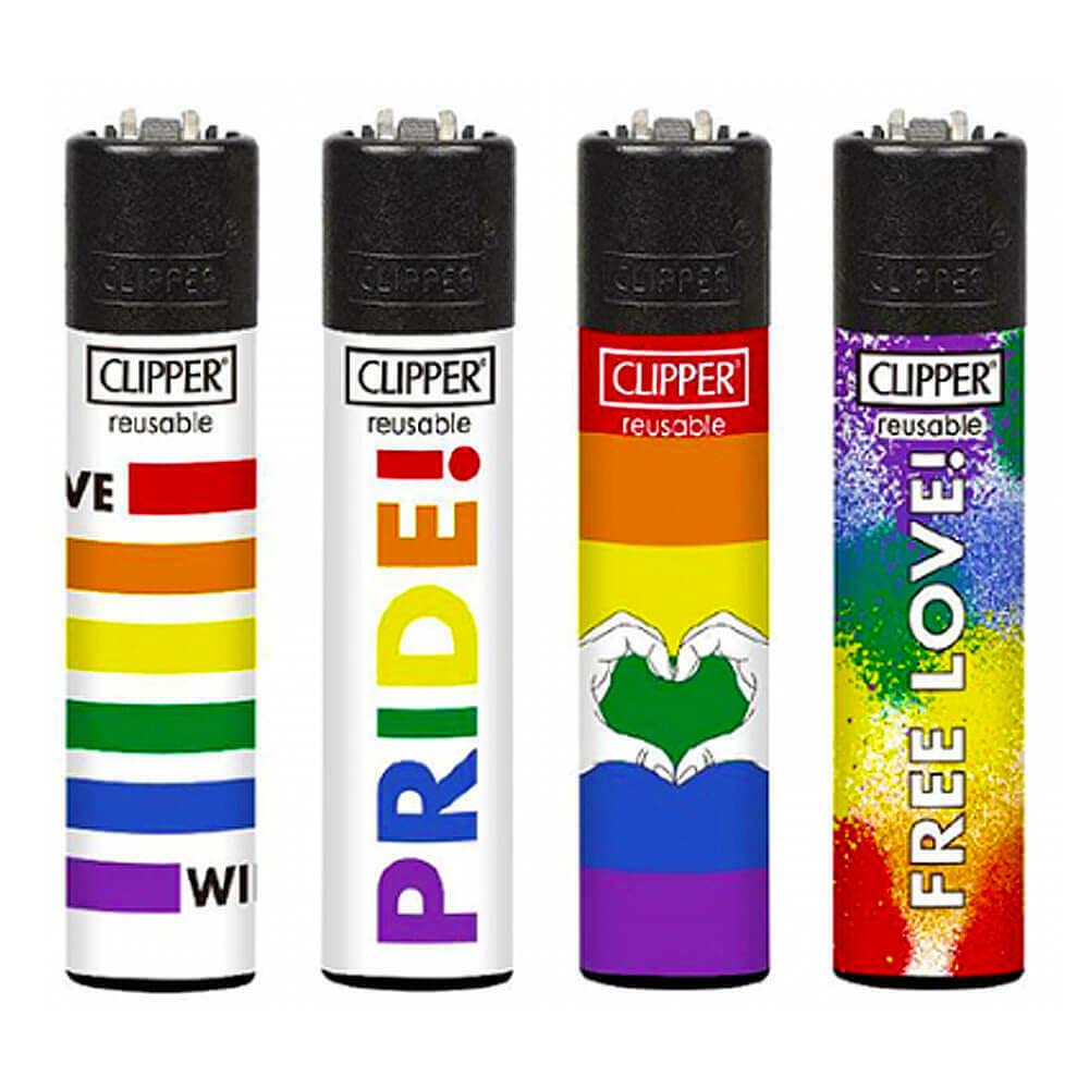 4 x Clipper Lighters Set, PRIDE LOVE RAINBOW COLOUR MAXI SIZE LIGHTER ...