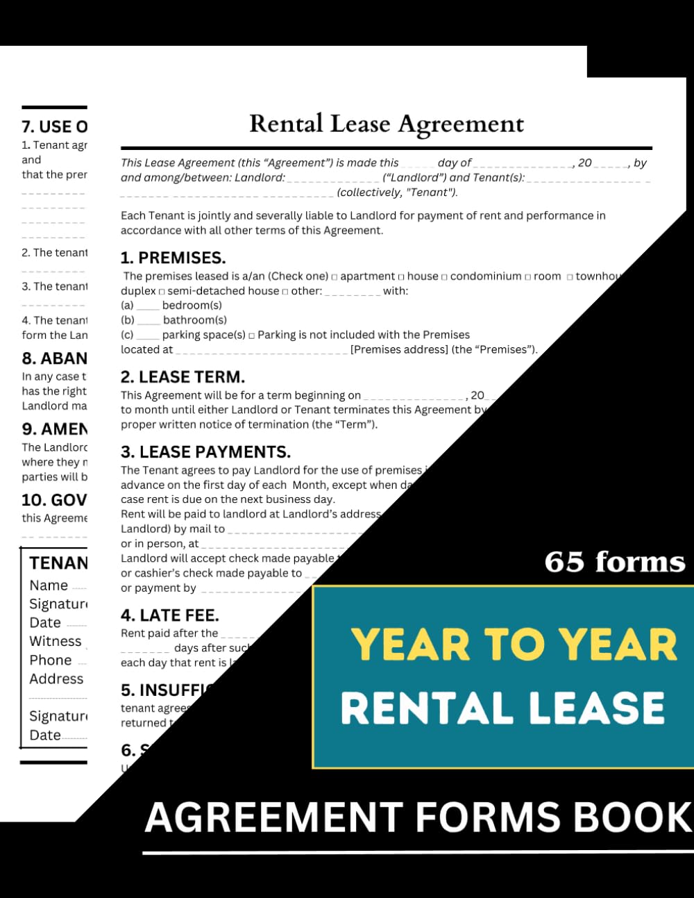 Year to Year rental lease agreement forms book: Yearly Contract Between ...