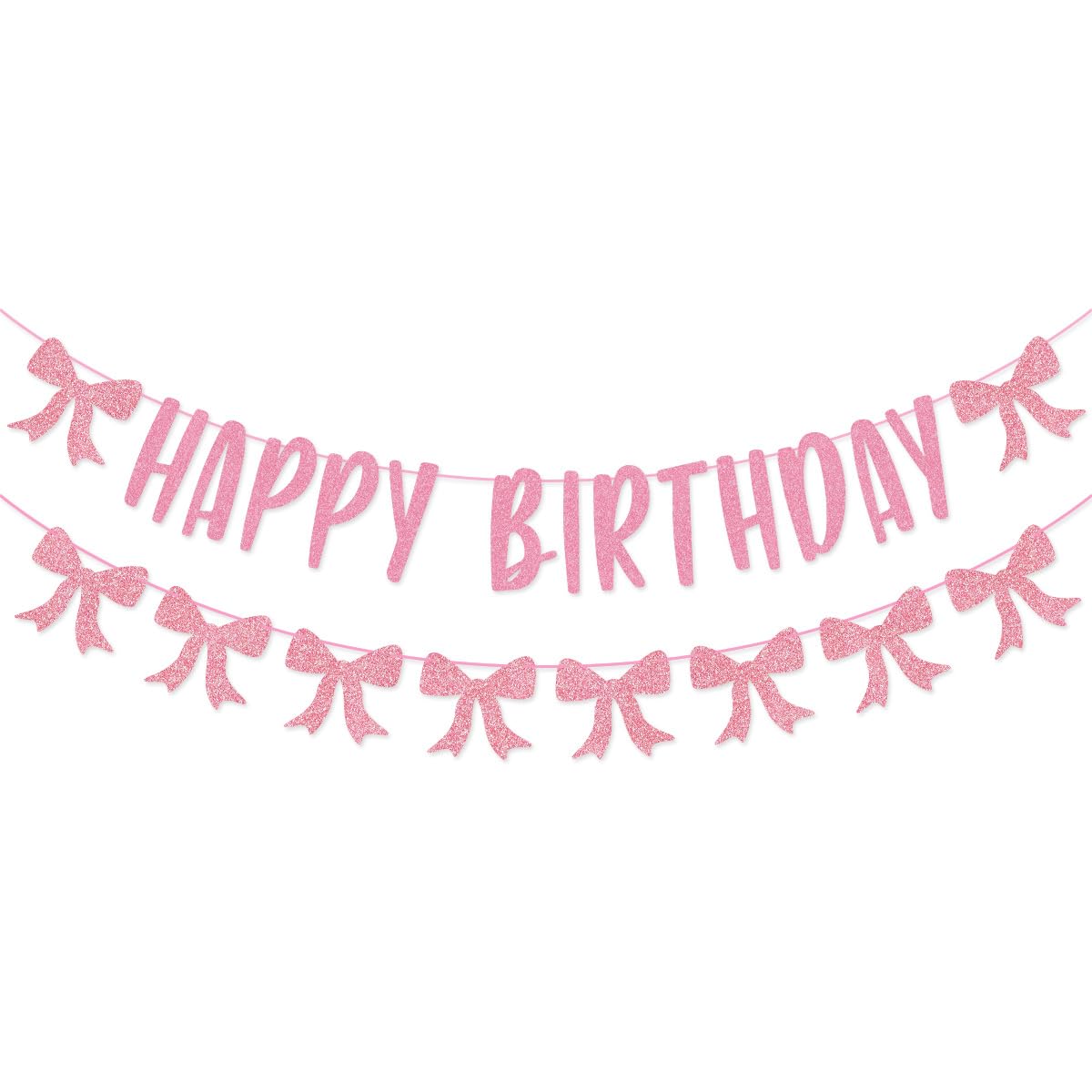 Amazon.com: Coquette Happy Birthday Banner Pink Bow Happy Birthday ...