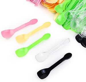 Amazon.com: 100PCS Tasting Spoons Ice Cream Dessert Taster Spoons Plastic Mini Spoons Disposable ...