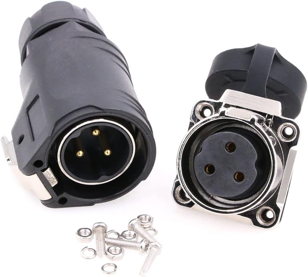 Amazon.com: XHE28 3Pin Square Panel Mount Connector Plug Socket ...