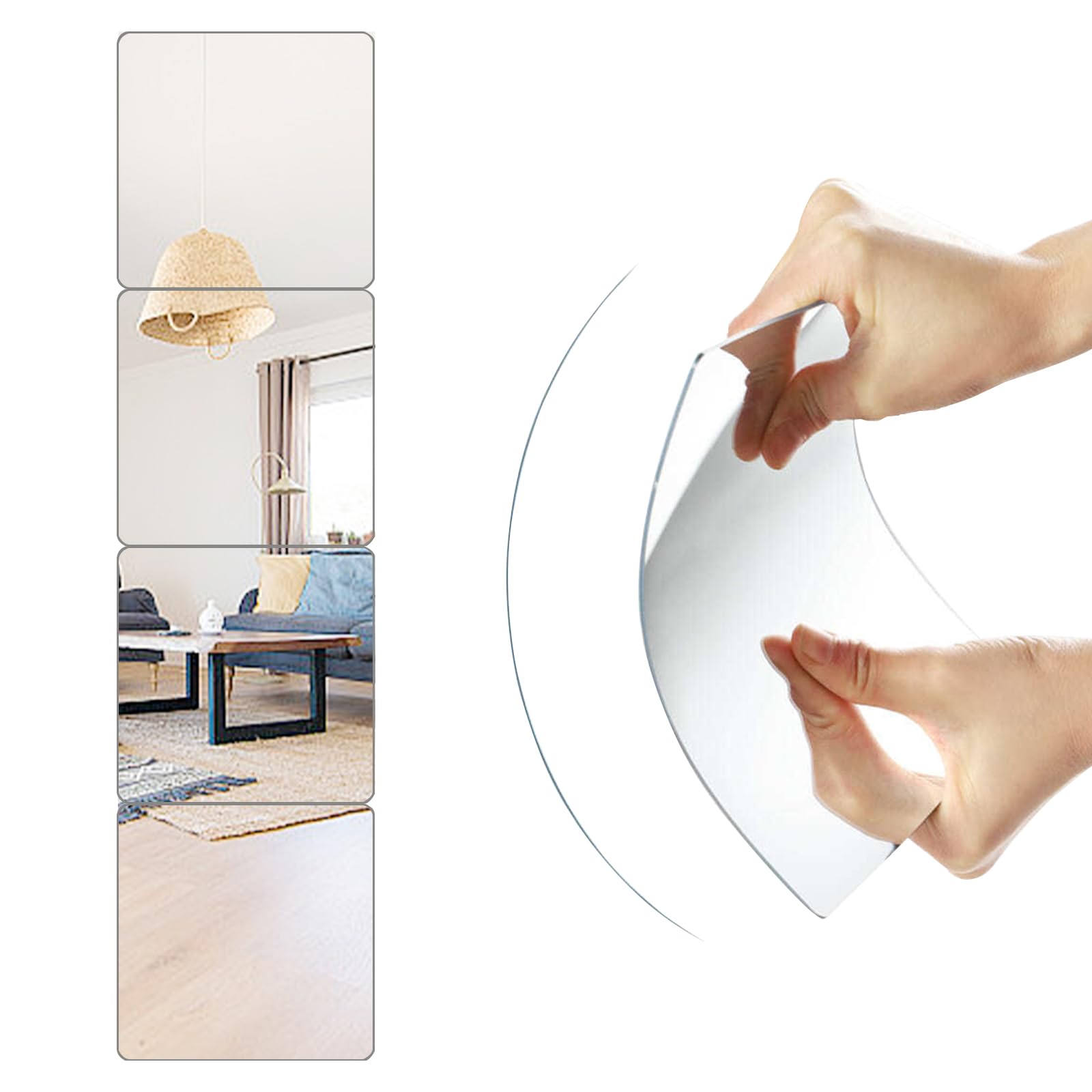 Amazon.com: Linlvdada 4 Pack Acrylic Mirrors for Wall,8 x 8 Inch Self ...