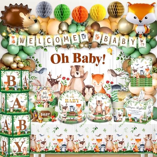 Amazon.com: cocomigo 292pcs Woodland Baby Shower Decorations Baby ...