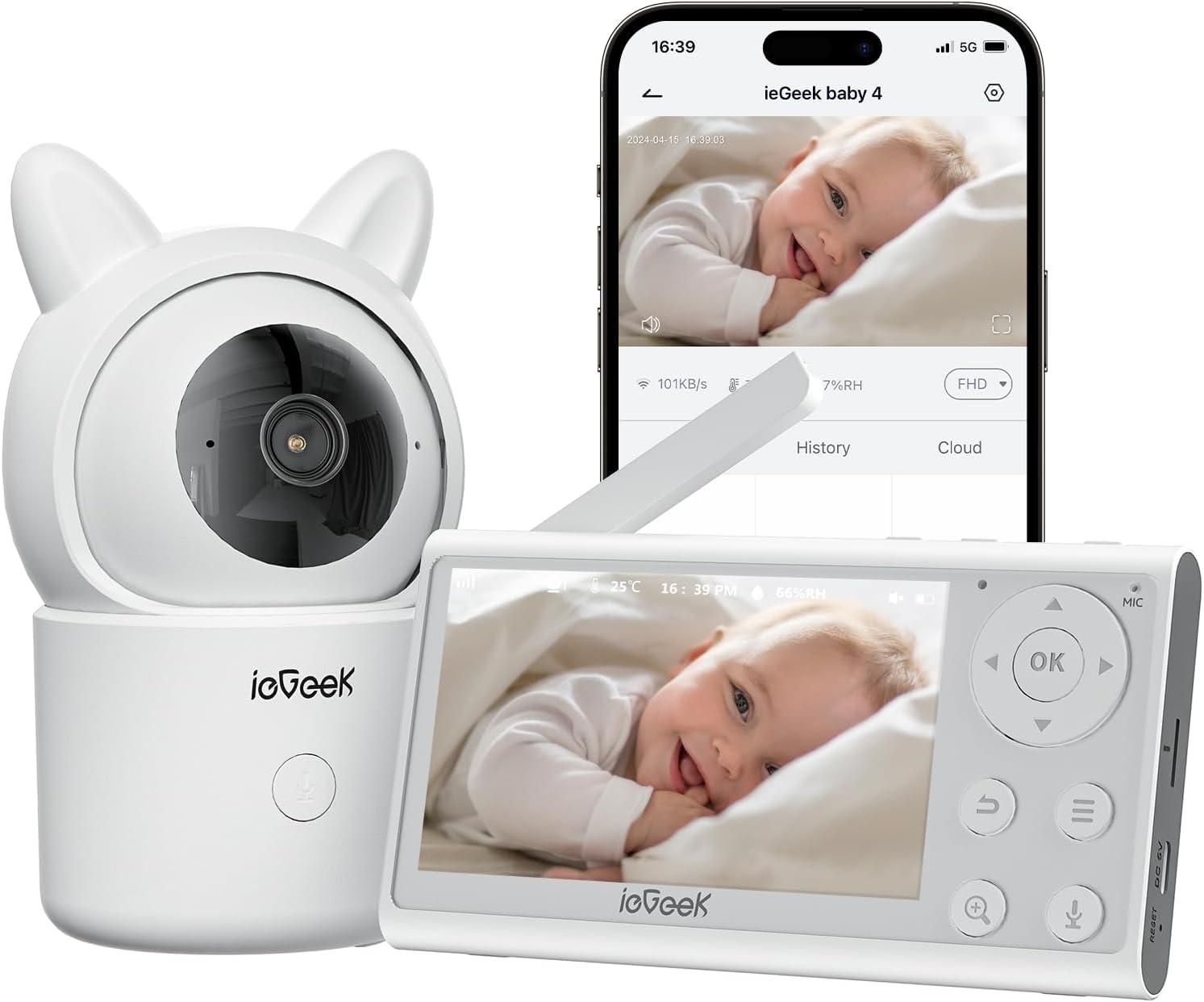 Amazon.com: NETVUE Peekababy Baby Camera Monitor Video - Baby Monitor ...
