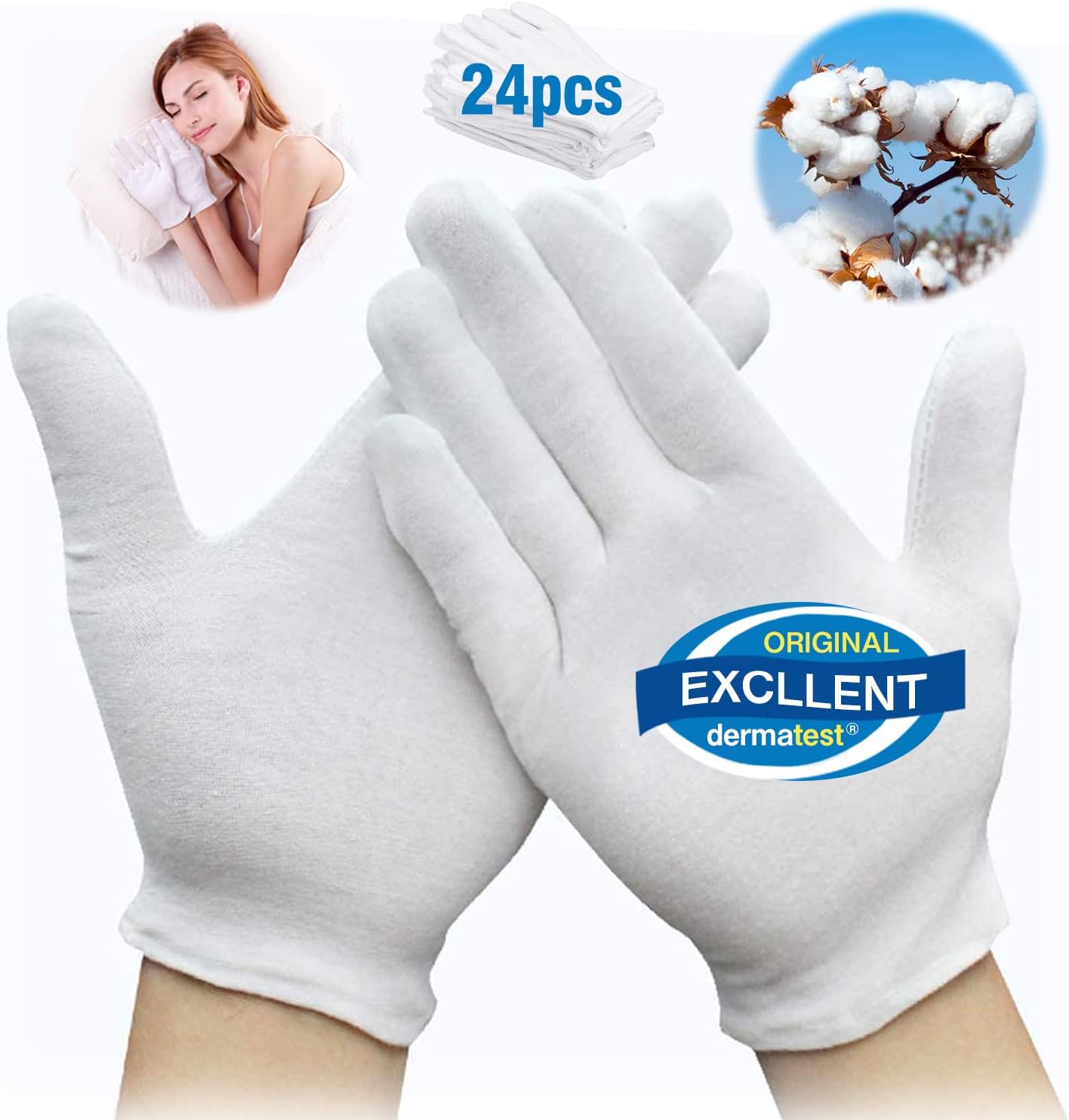 Amazon.com: White Cotton Gloves Hand Care Work Gloves Lint Free Gloves ...