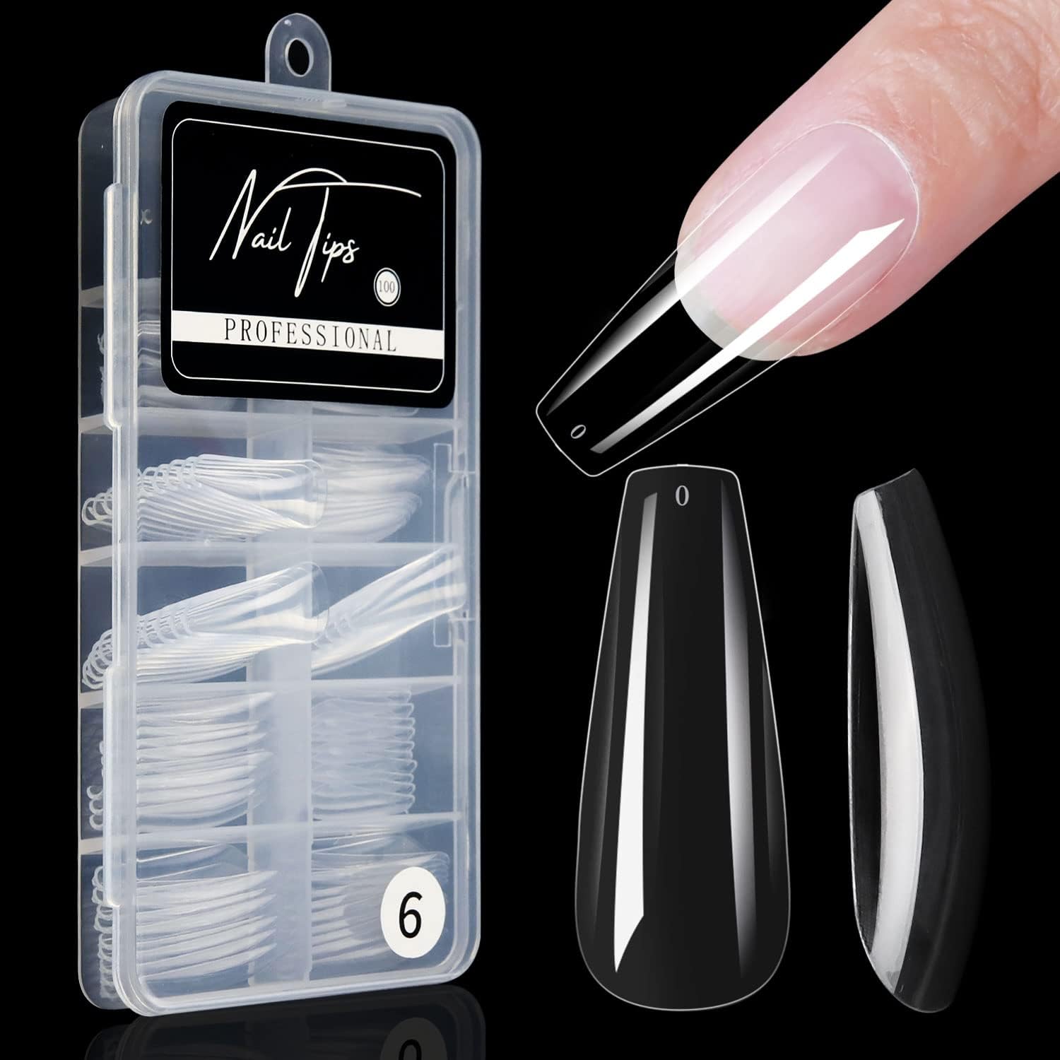 Cycullinyt Coffin False Nail Tips -100Pcs Long Coffin Soft Gel Nail ...