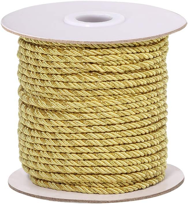 Amazon.com: PH PandaHall 59 Feet 5mm Gold Twine Cord Rope 3 Braided ...