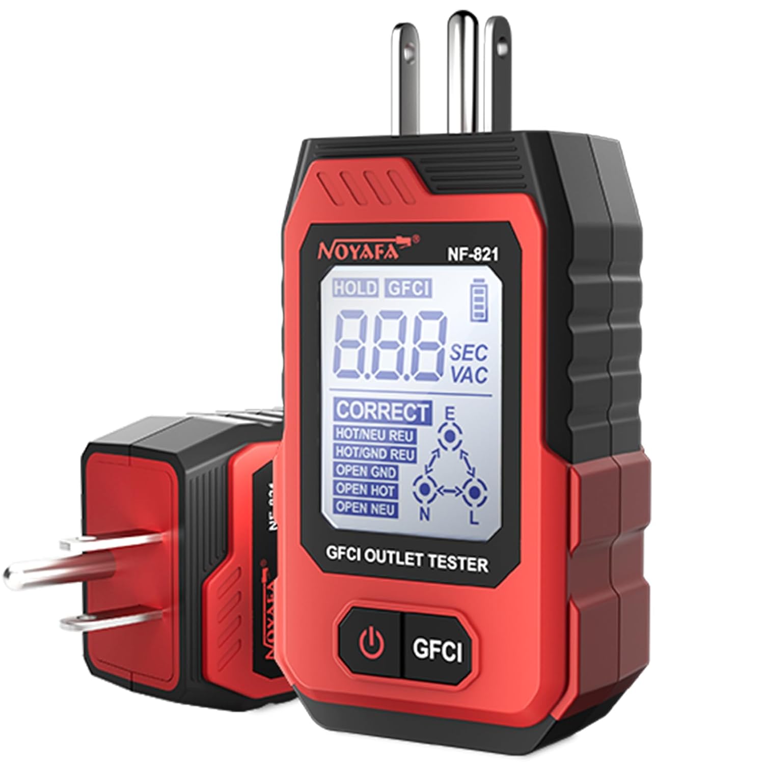 NOYAFA NF-821 GFCI Outlet Tester with High Definition LCD Display ...