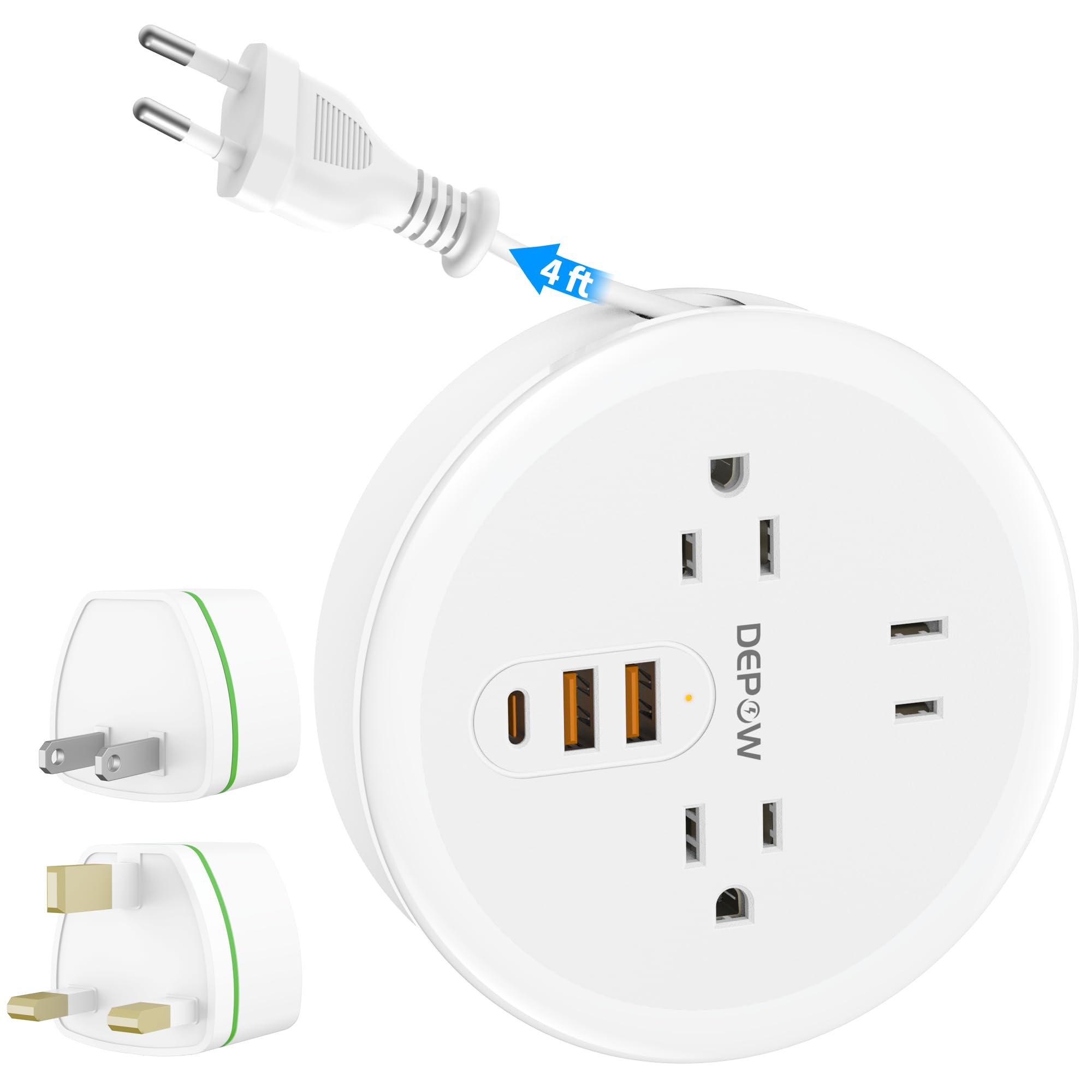 Amazon.com: DEPOW Regleta de alimentación de viaje europea con USB C ...