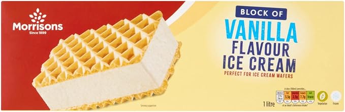 Morrisons Vanilla Flavour Ice Cream Block, 1l (Frozen) : Amazon.co.uk ...