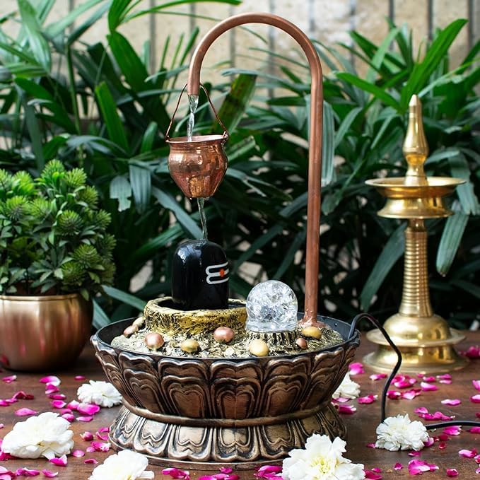 Shiva 99 Shivling Water Fountain Indoor for Pooja Room, Worship (Copper ...