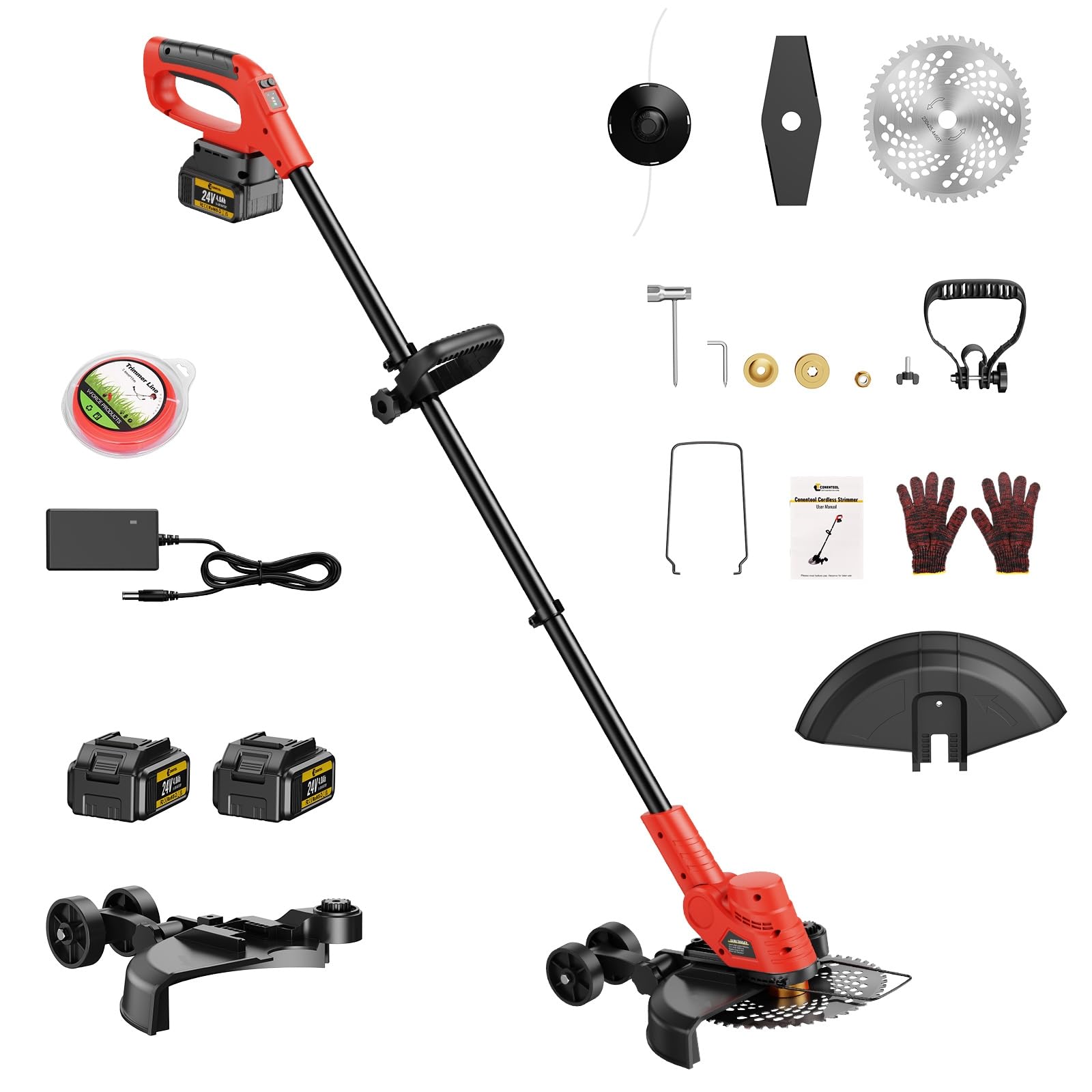 Conentool 24V Cordless Strimmer - 300mm Maximum Trimming Diameter Grass ...