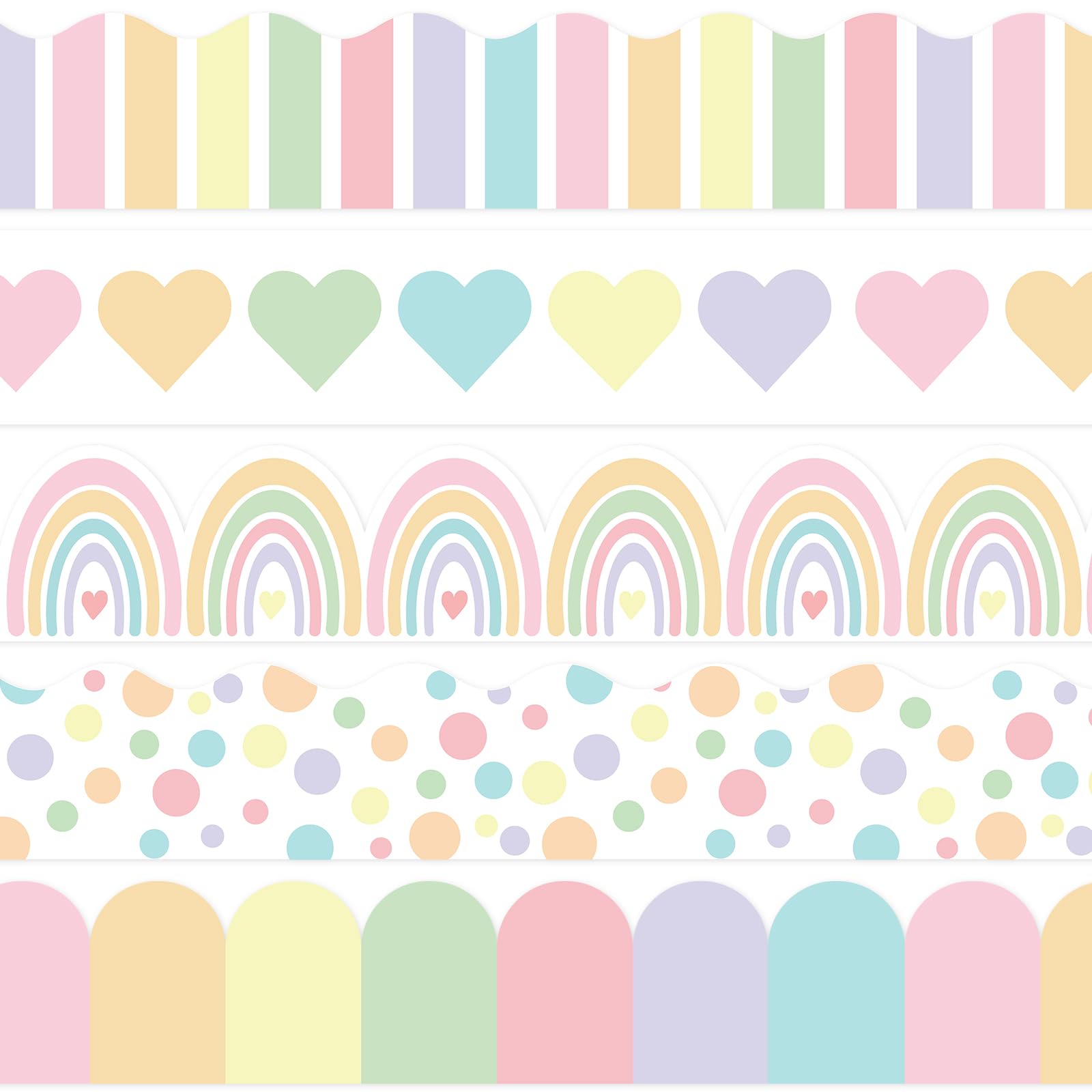 Amazon.com: Whaline 60Pcs Pastel Rainbow Scalloped Bulletin Board ...