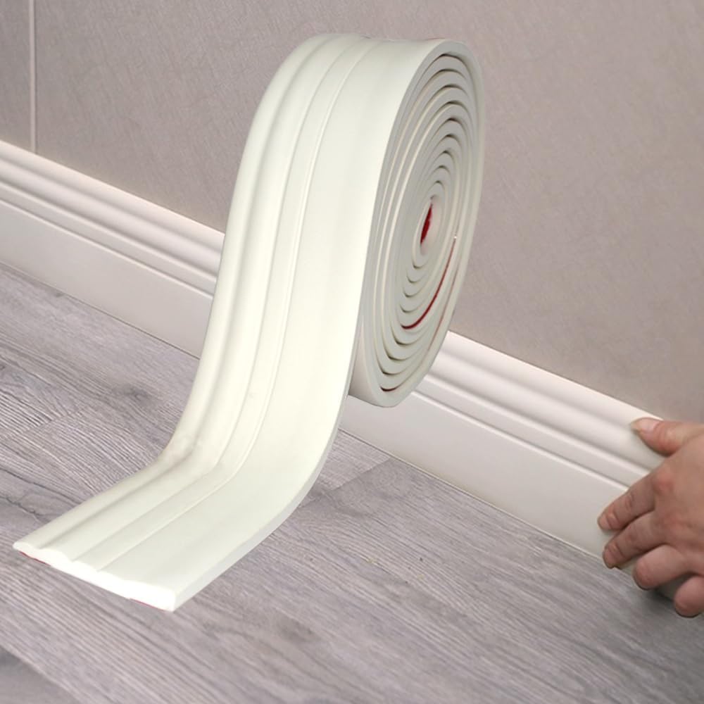 Paintable Baseboard Trim, Peel and Stick Wall Base Moulding Trim,4 Inch ...