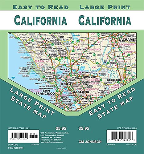 Amazon.com: California Large Print State Map: 9781774491041: GM Johnson ...
