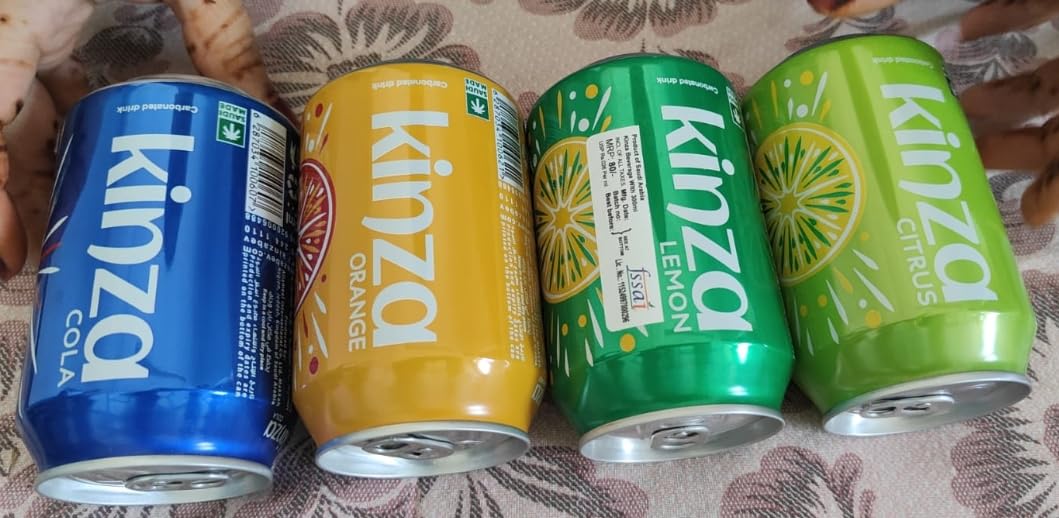 Kinza Carbonated Drinks, Pack of 4 Flavours - Cola, Orange, Citrus ...