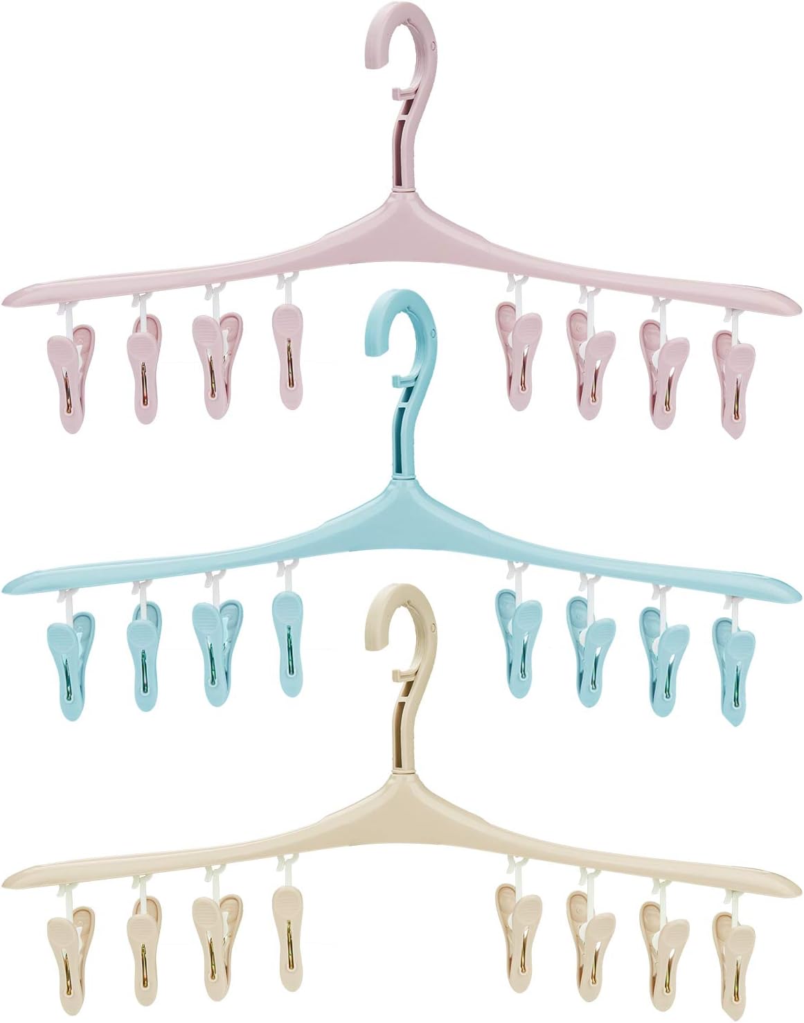 Roellgs 3 pcs plastic laundry rack drying rack 8 clips windproof design ...