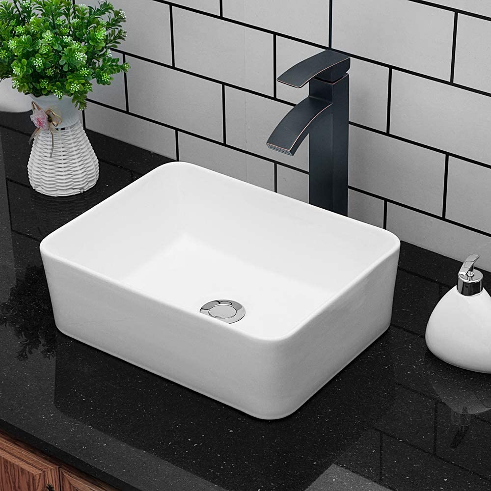 Snapklik.com : Vessel Sink Rectangular - 16x12 Modern White Bathroom ...
