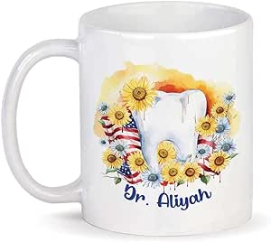 Amazon.com: Personalized Beautiful Bright White Teeth With Sunflowers ...