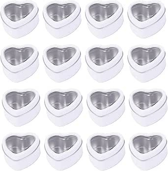 Amazon.com: 16 Pcs Metal Tins Jar 2 OZ Empty Heart Shaped Tins with ...