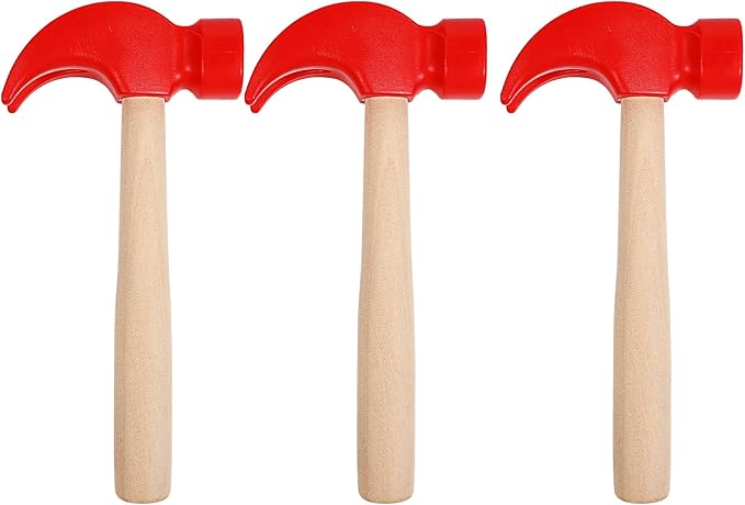 Toyvian Wooden Hammer Toy 3 Pcs Red Mallets Lightweight Child Friendly ...