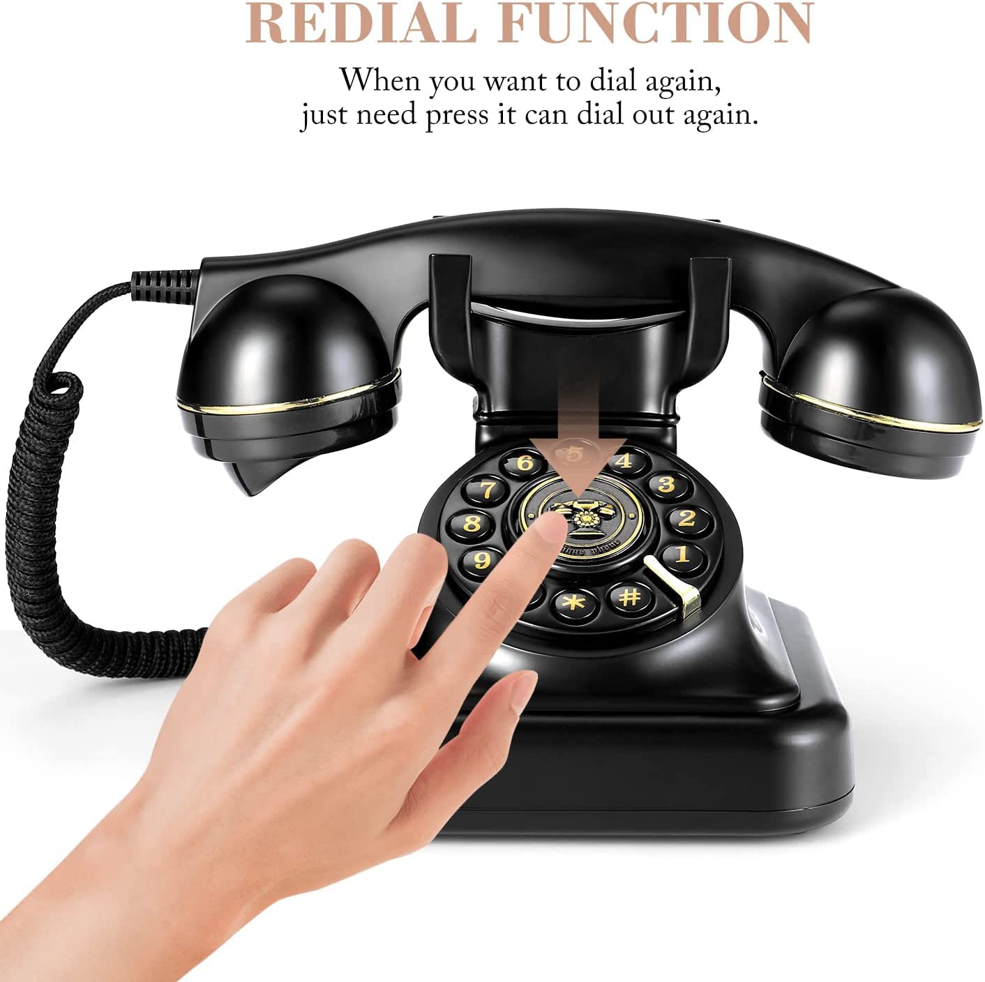 Retro Landline Phone 1960's Vintage Corded Dial Button Phone Classic ...