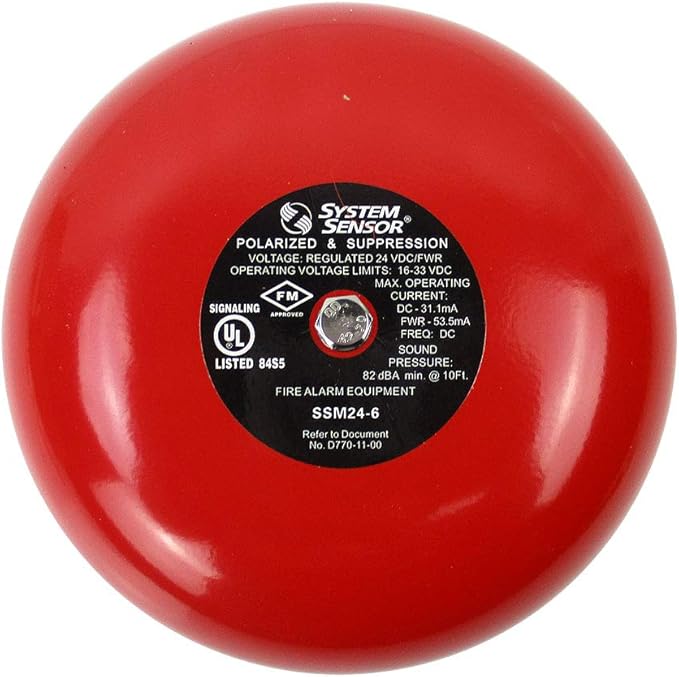 Amazon.com: System Sensor SSM24-6 6 INCH Alarm Bell Bell 24V DC ...
