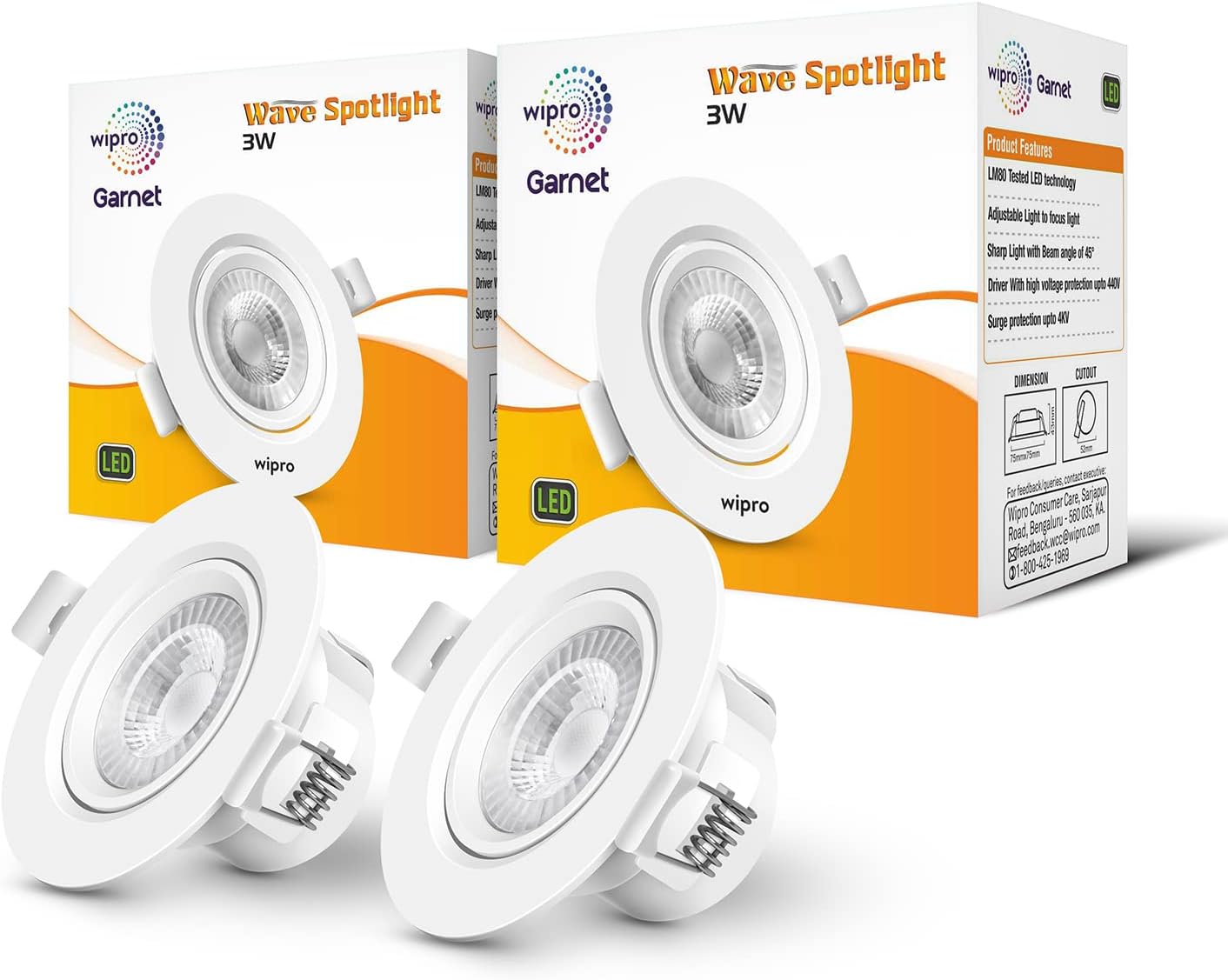 Buy PHILIPS 3W LED Spots Light, Warm White, Pack of 4, (59145) Online ...