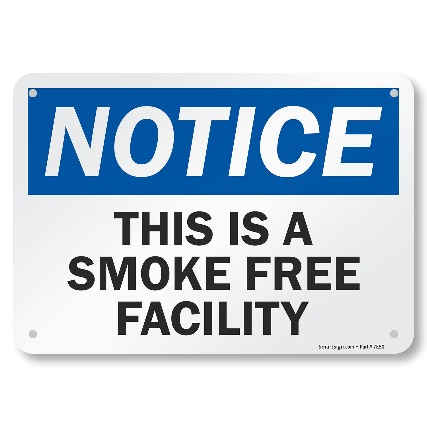 SmartSign "Notice - This Is A Smoke Free Facility" Sign | 7" x 10 ...