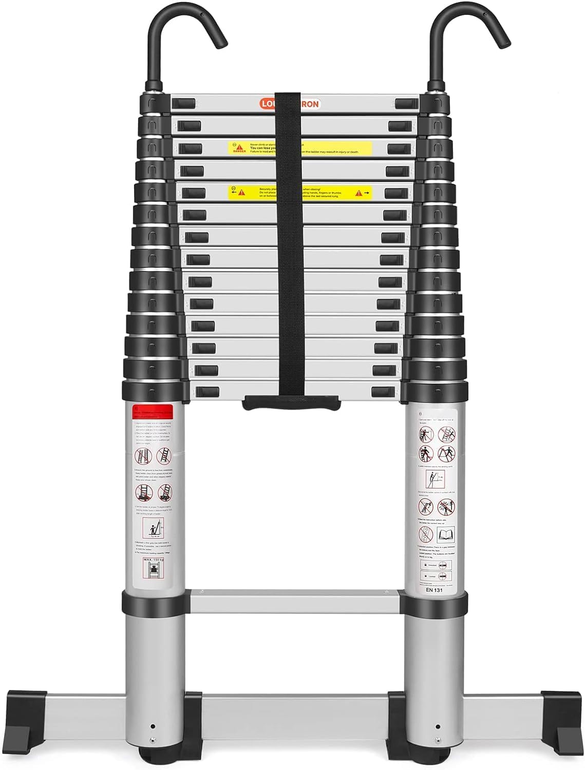 Handvoll Telescoping Ladder 15.5ft Aluminum Extension Folding Ladder ...