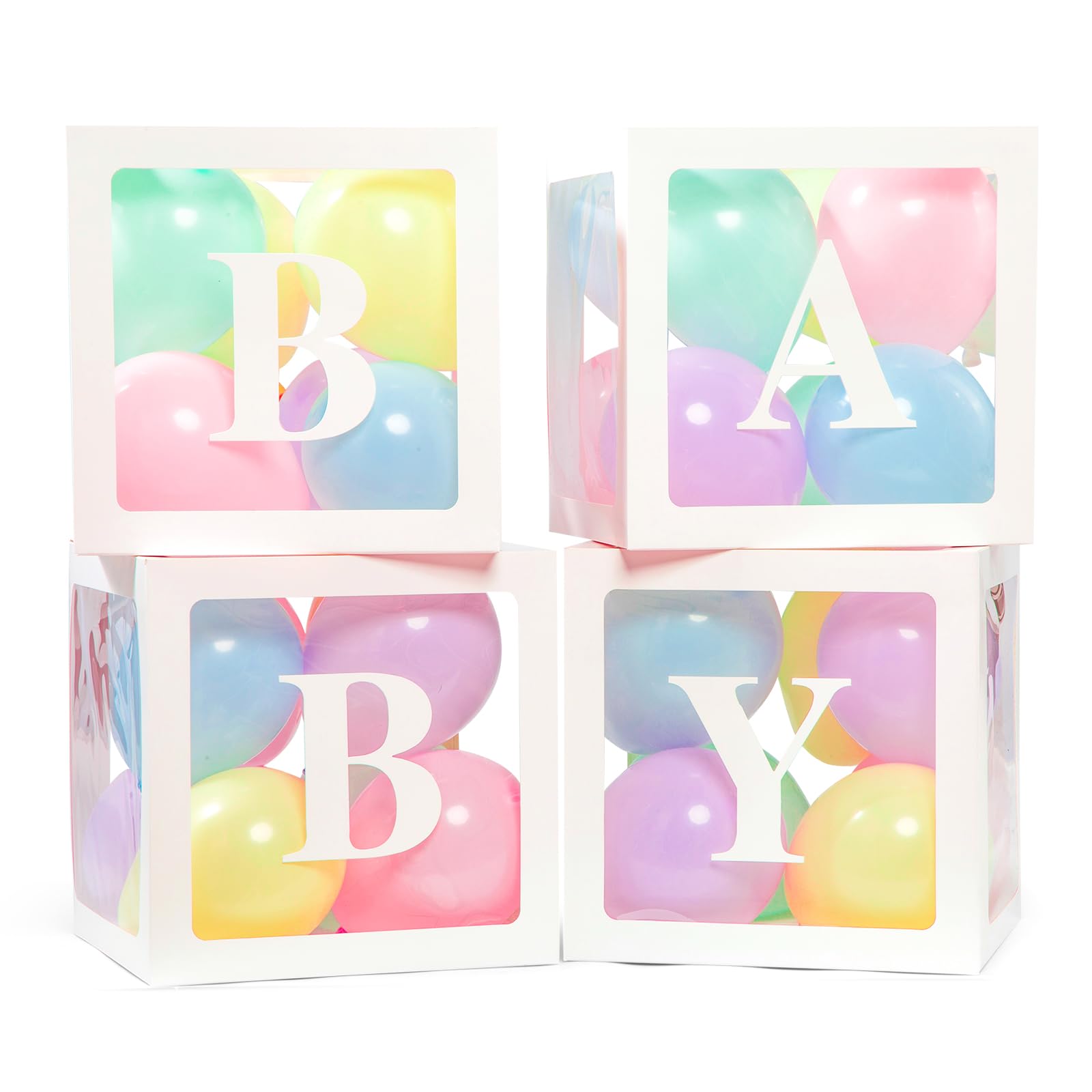 Buy Baby Boxes with Letters for Baby Shower, 4 Transparent Balloon ...