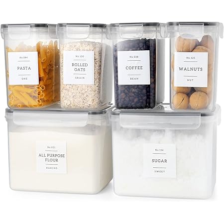 Amazon.com: XOTAISM 6 Pcs Airtight Flour and Sugar Containers with 132 ...