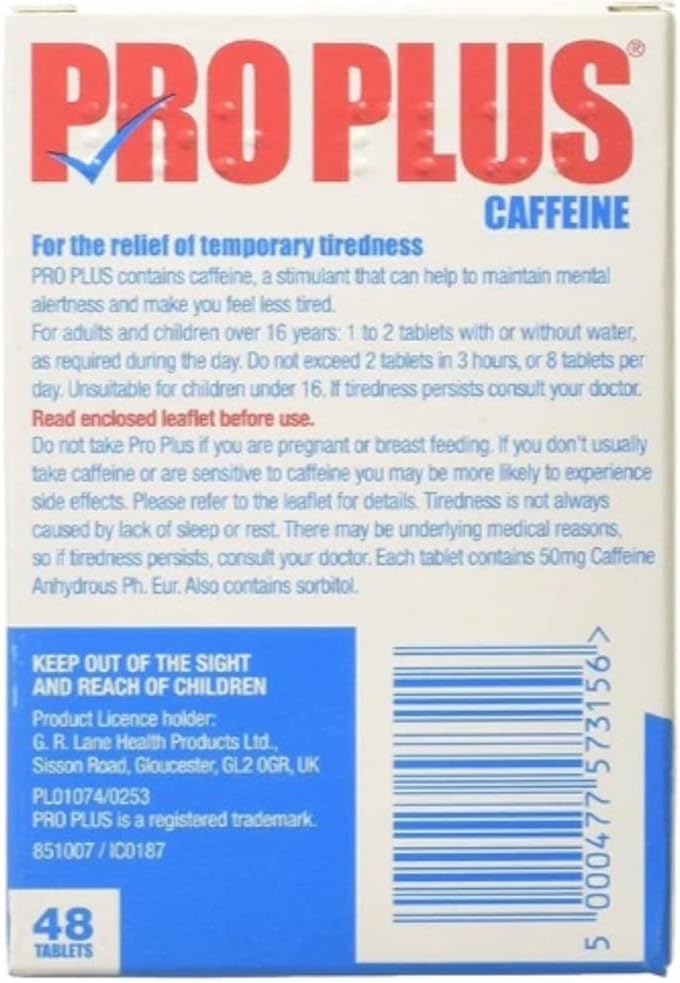 PRO PLUS 48’s Caffeine Tablets Feel More Awake 384 Tablets – BigaMart