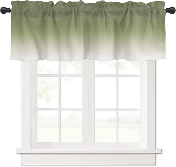 Amazon.com: Anzona Curtain Valance 42" x 12", Sage Green Ombre Window ...