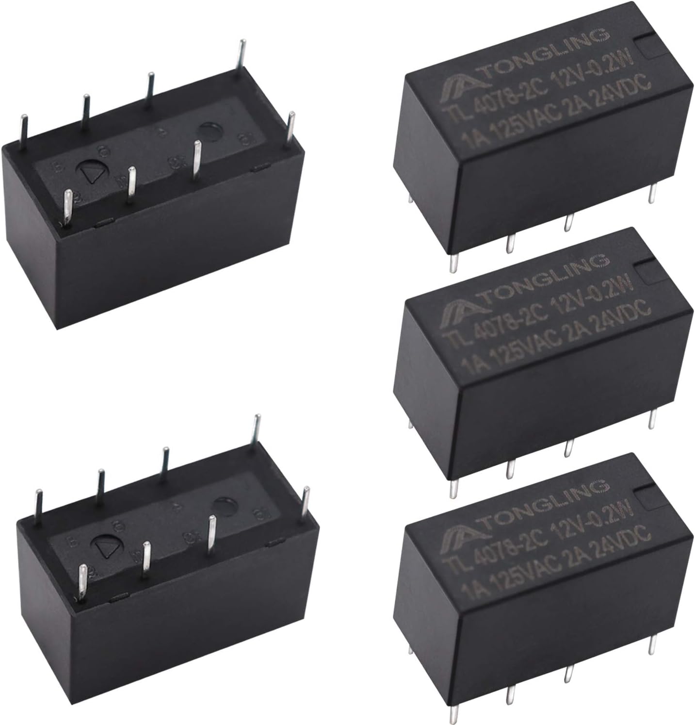 Amazon.co.jp: uxcell PCB電磁パワーリレー 汎用リレー DC 5V DPST 6ピン TL-4100-C-5V 10枚 ...