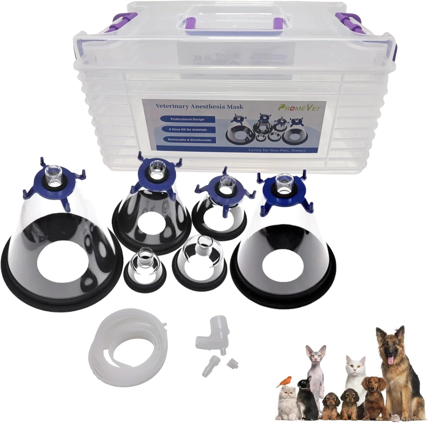 Amazon.com : PROMEVET Veterinary Anesthesia Mask Set - 6 Sizes for Dogs ...