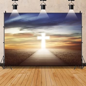 Amazon.com : Renaiss 12x10ft Holy Light Cross Backdrop for Photoshoot ...