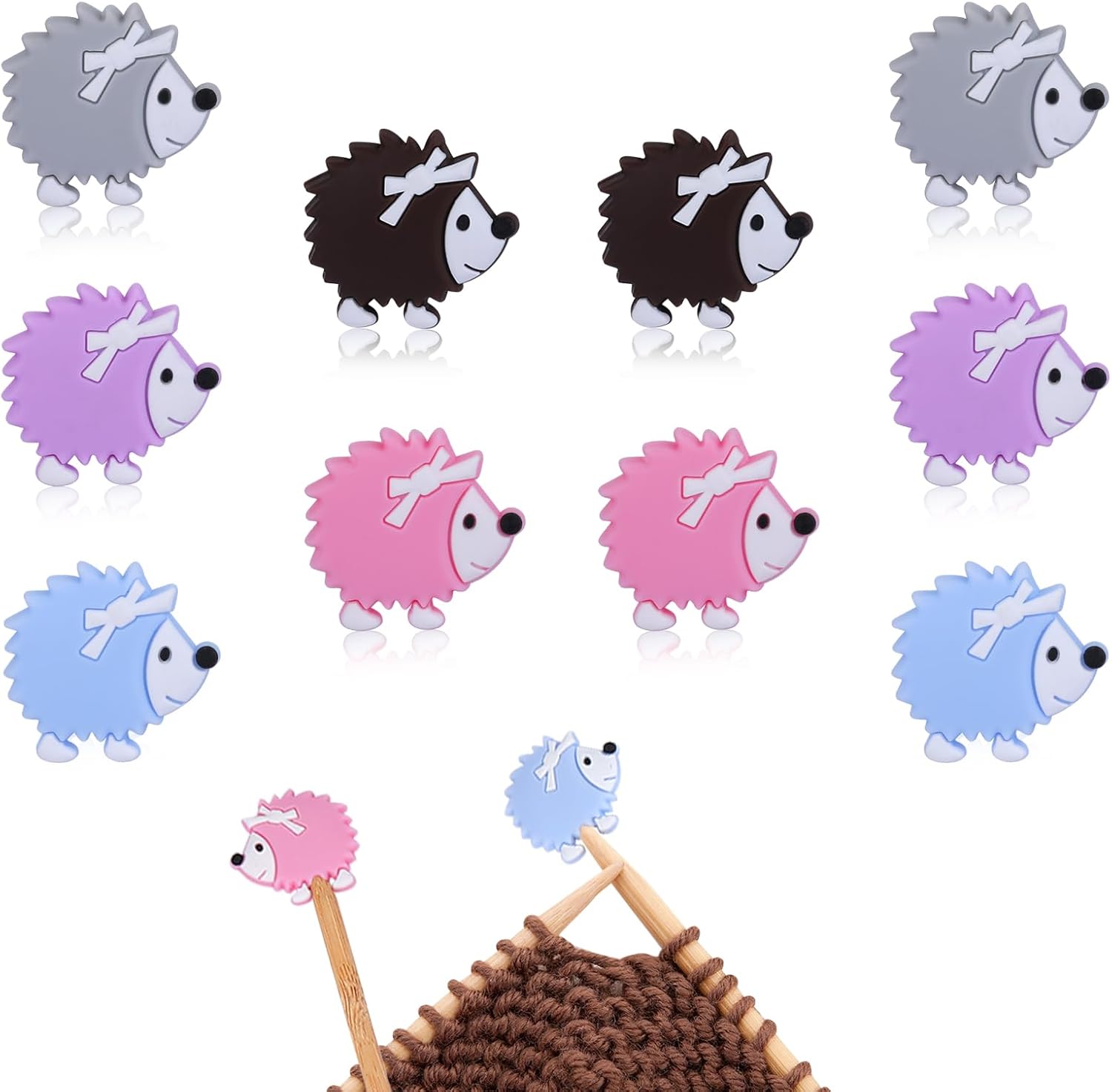 Amazon.com: BEEFLYING 10pcs Knitting Needle Stoppers Hedgehog Silicone ...