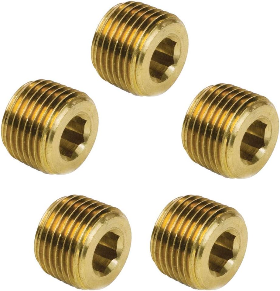 1/2" NPT Plug Hex Socket Allen Head Countersunk Brass Male End Plugs ...