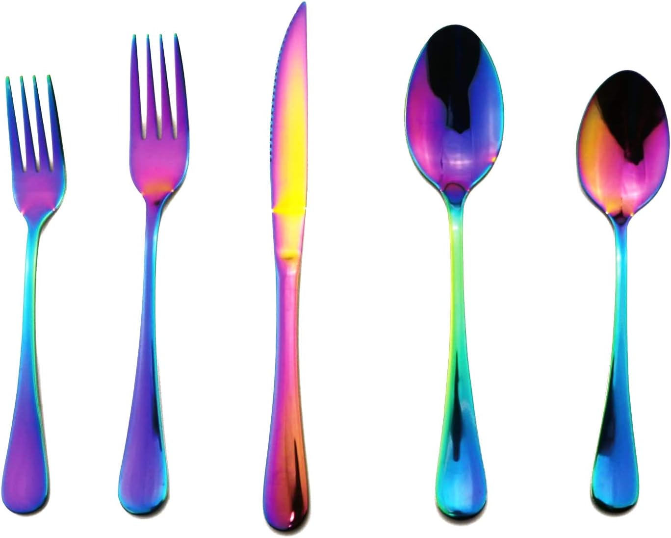 Amazon.com: puzhler 20-Pieces Set,Rainbow Colorful Top Stainless Steel ...