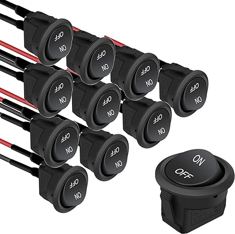 RUNCCI-YUN 10Pcs round rocker switch 12V ON Off Switch 12 Volt DC ...