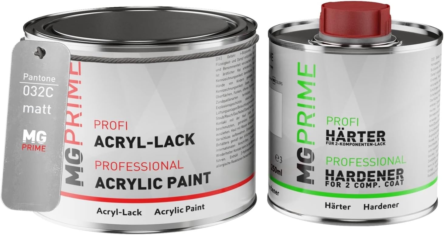 MG PRIME Pantone 032C Red Acrylic paint matt 0.75 litre / 750 ml can ...