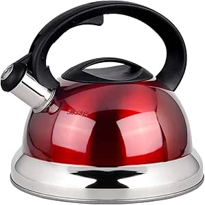 Amazon.com: TIMOBISS Red Stainless Steel Whistling Tea Kettles for ...