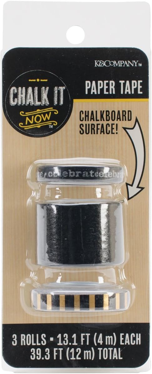 Amazon.com: K&Company 3 Styles Chalk It Now Chalkboard Paper Tape, 13.1 ...